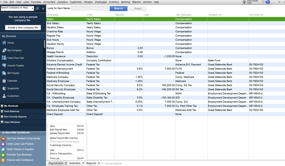 Solved: Is there a way to either change a payroll item in quickbooks ...