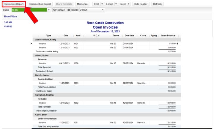 QB 2016 Open Invoices report no longer sorted in chronological order