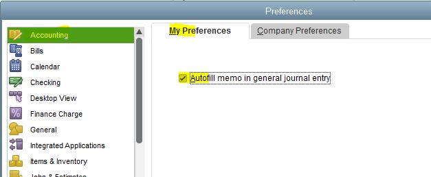 Automatically copying memo line in a Journal Entry