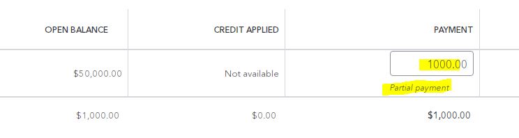 I am unable to apply a partial payment to a bill in Bill Pay ...