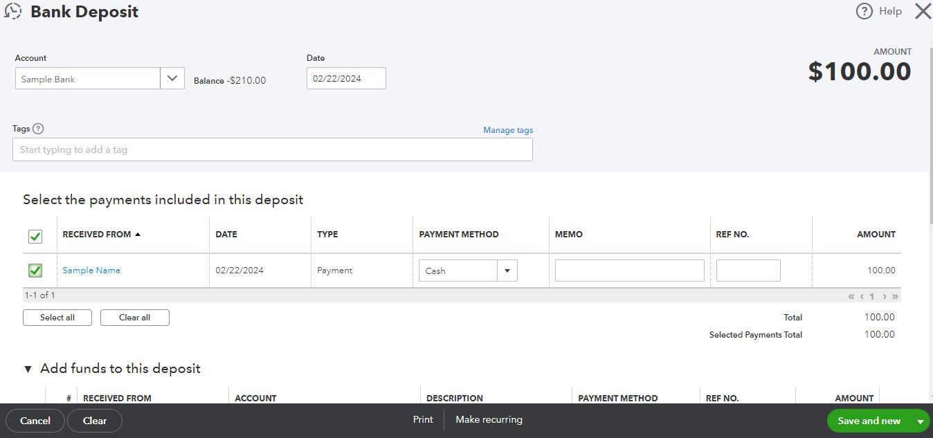 Why does received payment automatically create a deposit???