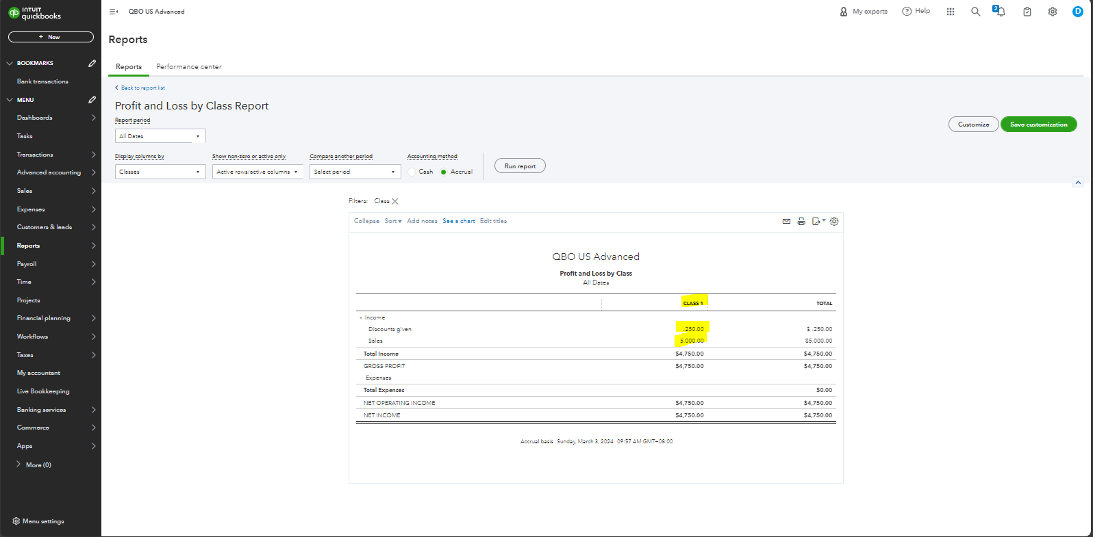 Solved: I have classes set up in Quickbooks. When I create an invoice ...