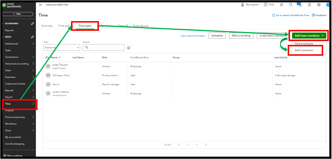 How do I enable time tracking for contractors?