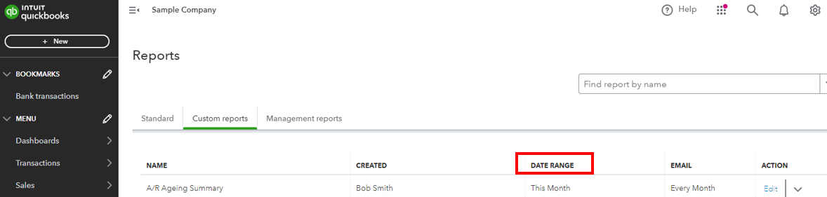 Report for Service Type Inventory