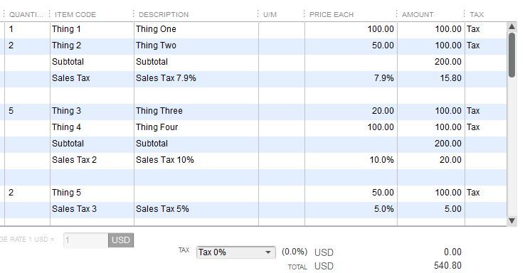 Solved: Create one invoice for multiple items at different sales tax rates?