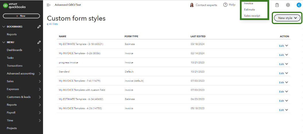 Can you change Estimate to show Quote in quickbooks online?