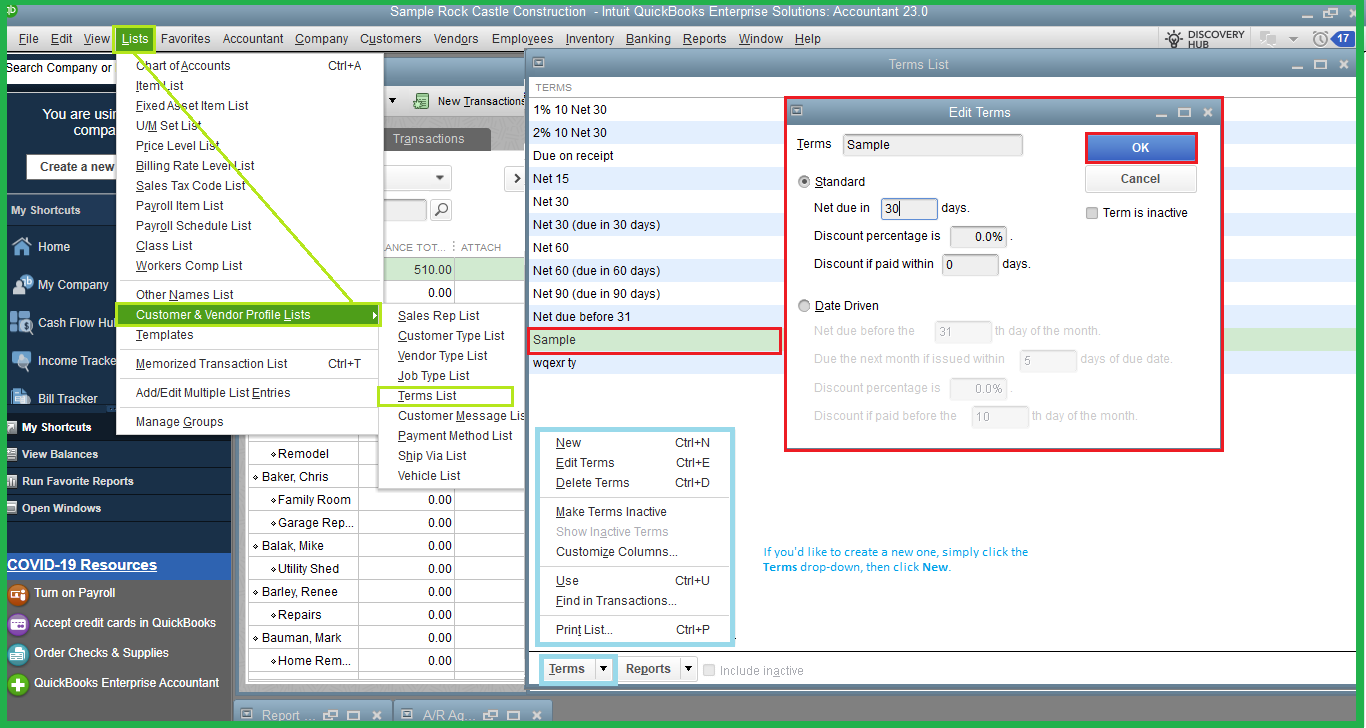 How to show a proper aging with correct due dates for customers that ...