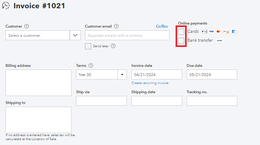 How to remove the review and pay button when you email an invoice?