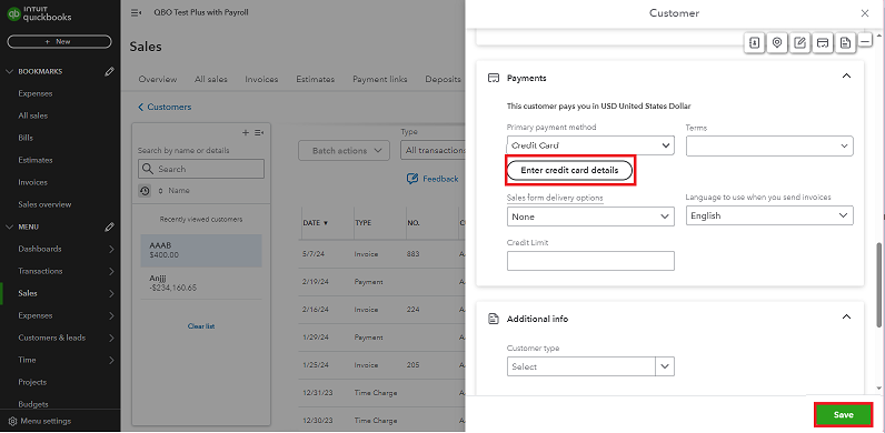 Program is not saving customer credit card information | QuickBooks ...