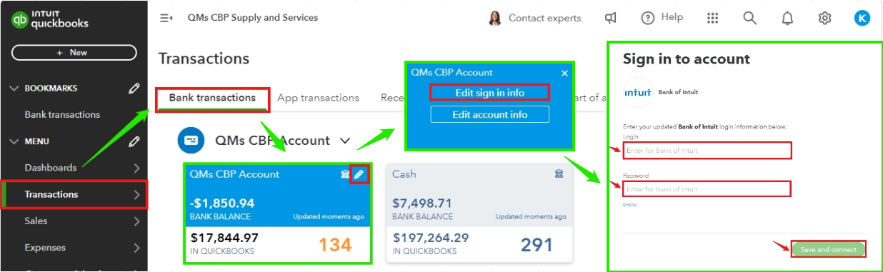 Solved: Re: I have changed my bank account log in information. How do i ...