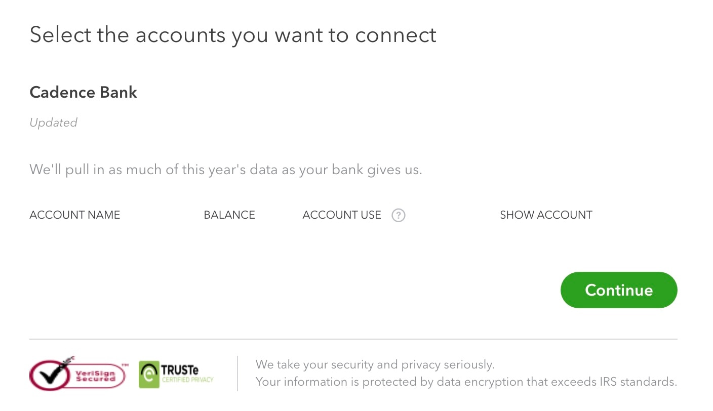 Is there a way to reset my Cadence Bank connection on Quickbooks Self ...