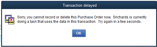 Transaction delayed error message